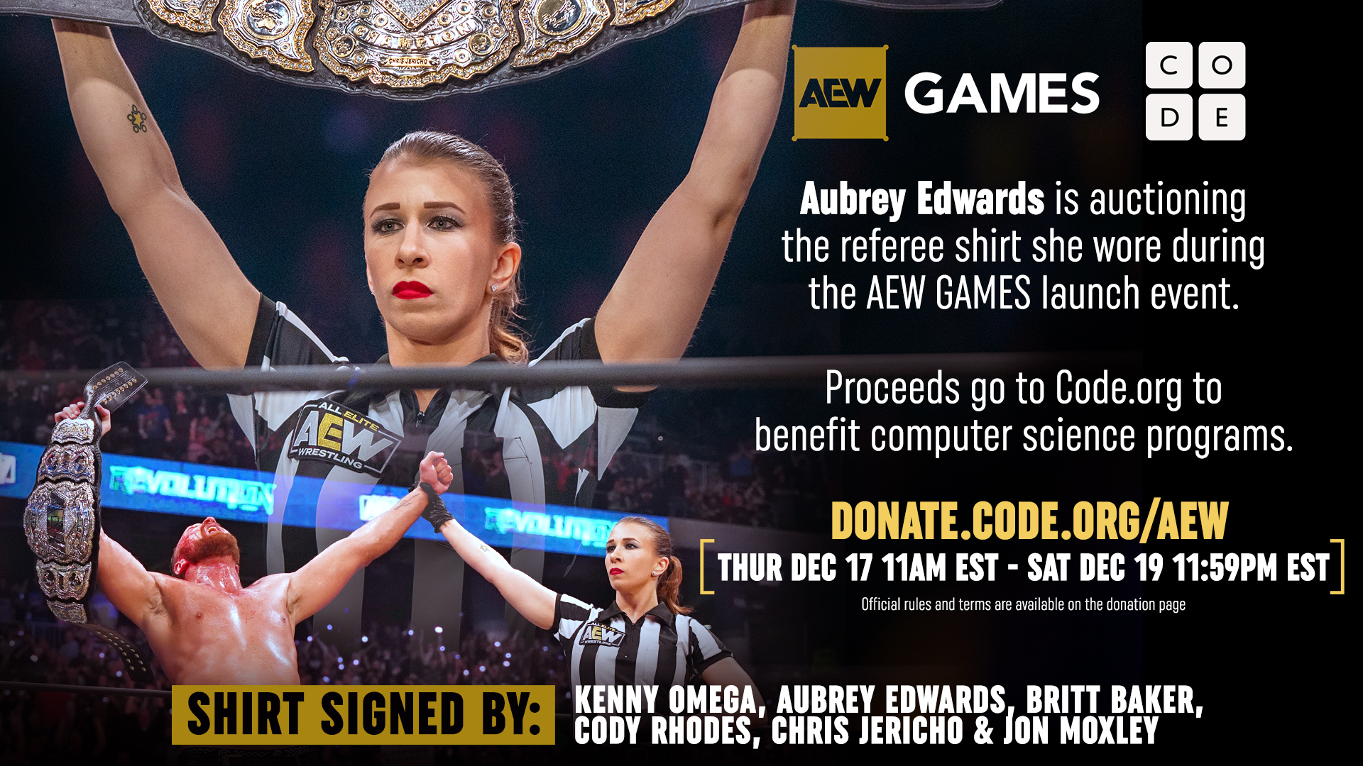 All Elite Wrestling Referee Aubrey Edwards to Auction AEW GAMES Ref ...